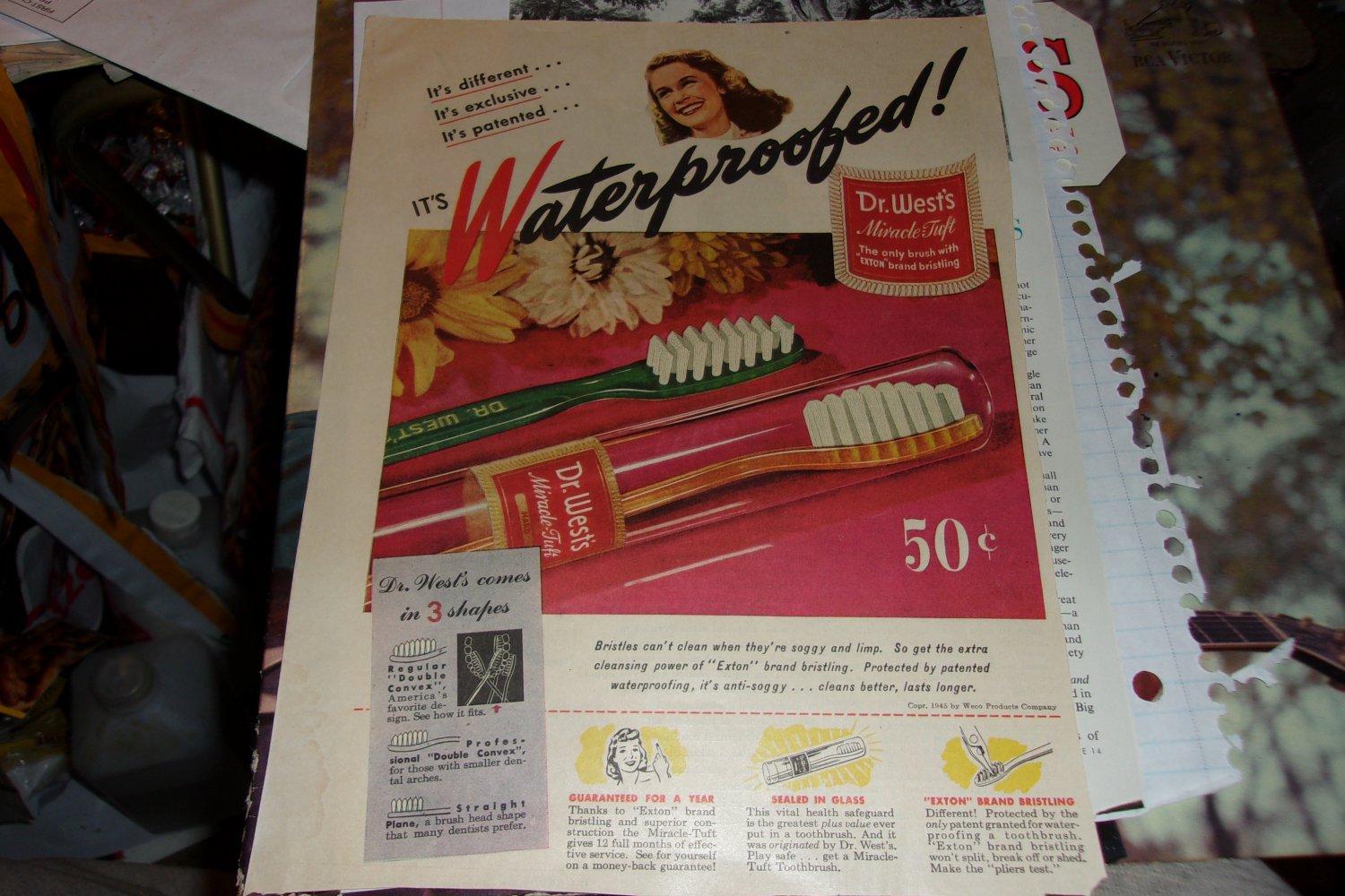 double-sided full color vintage advertisement: "Dr. West's Miracle Tuft ...