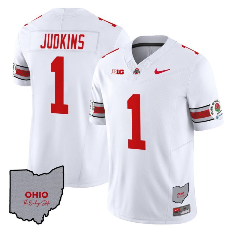 Quinshon Judkins Jersey #1 Ohio State Rose Bowl Patch Football V3 ...