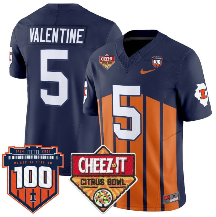 Ca'Lil Valentine Jersey #5 Illinois Fighting 2025 Cheez-It Citrus Bowl ...