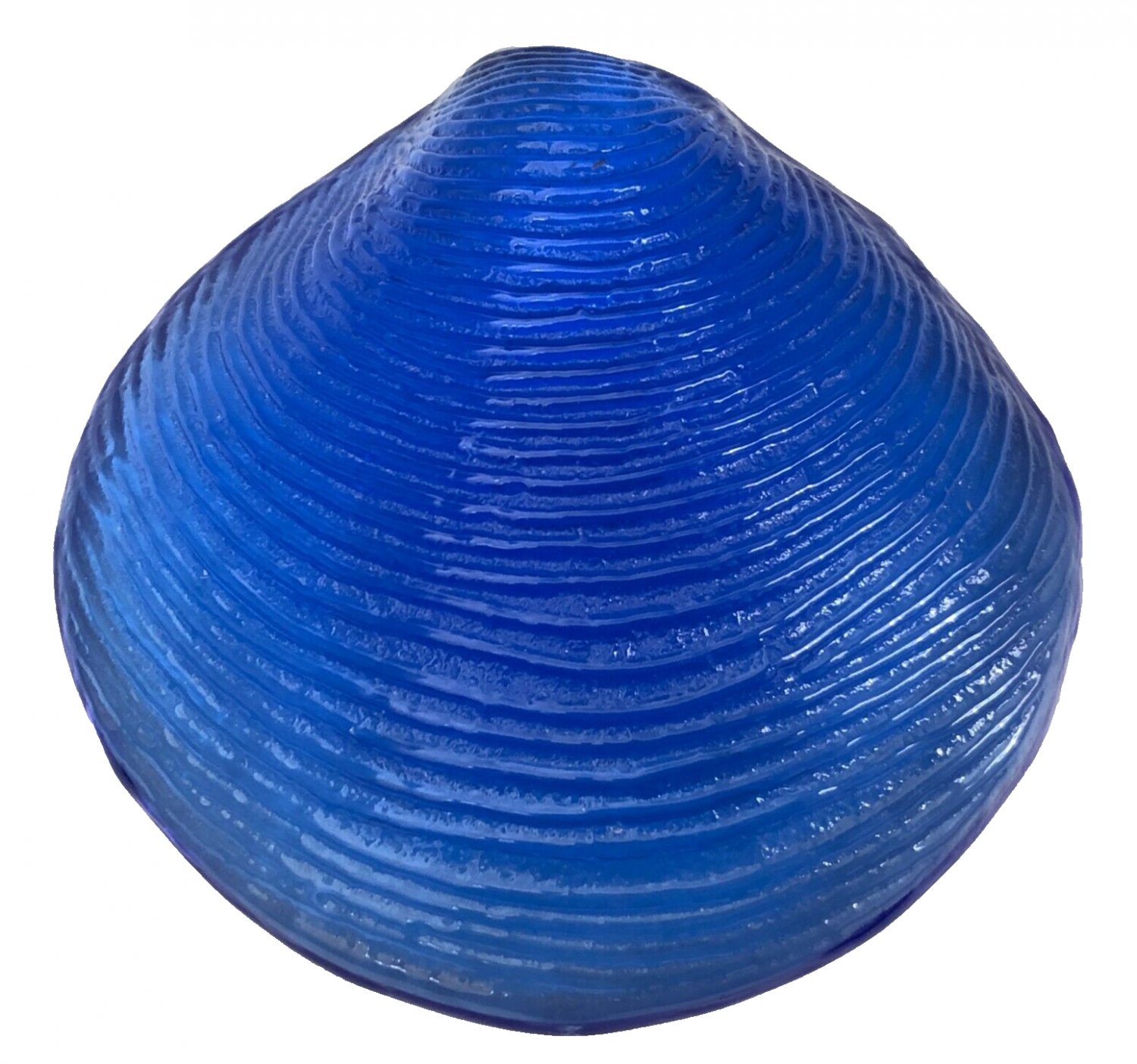 New Art Glass hand made Large Cobalt Clam Seashell Paperweight Nautical ...