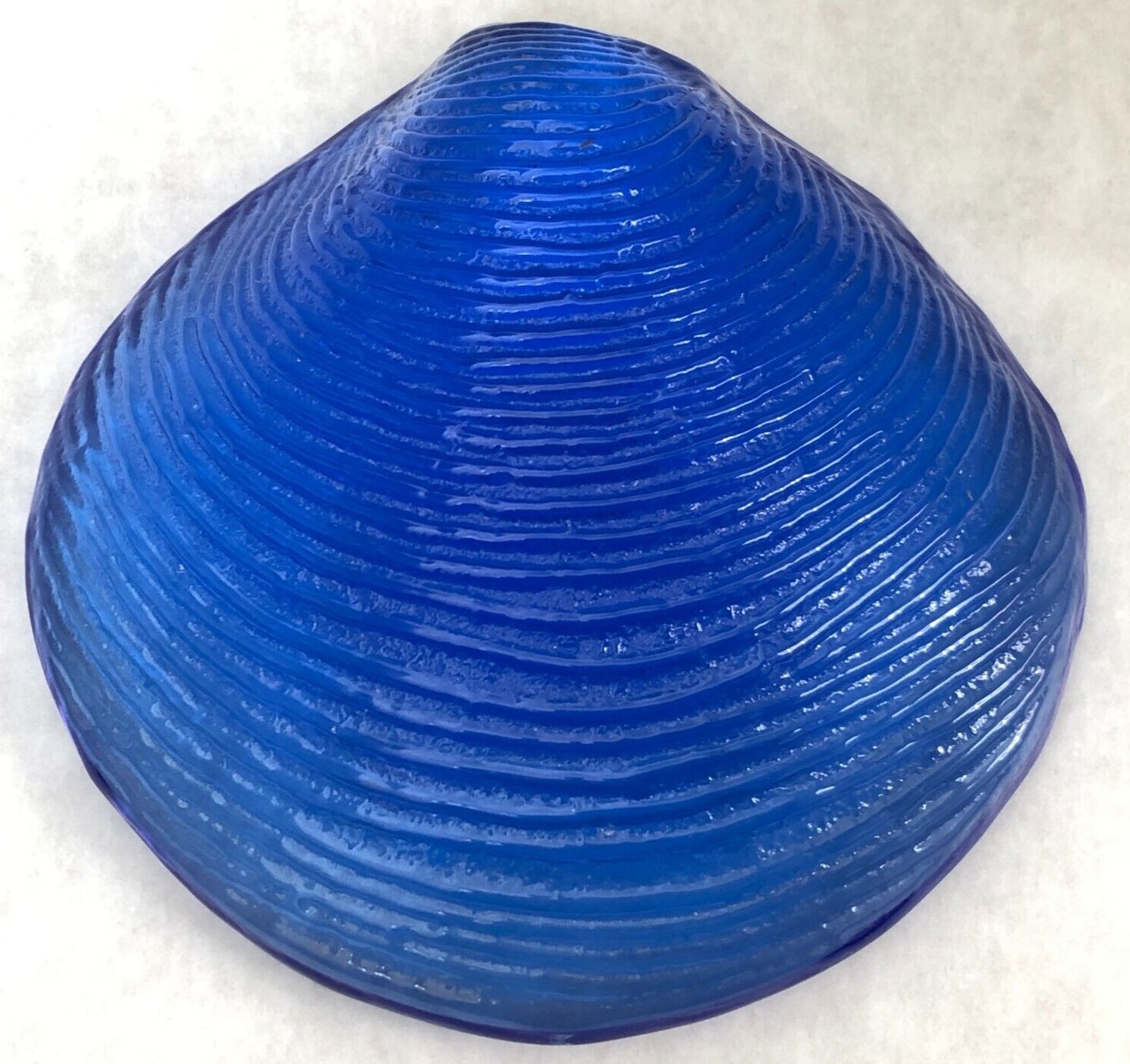 New Art Glass hand made Large Cobalt Clam Seashell Paperweight Nautical ...