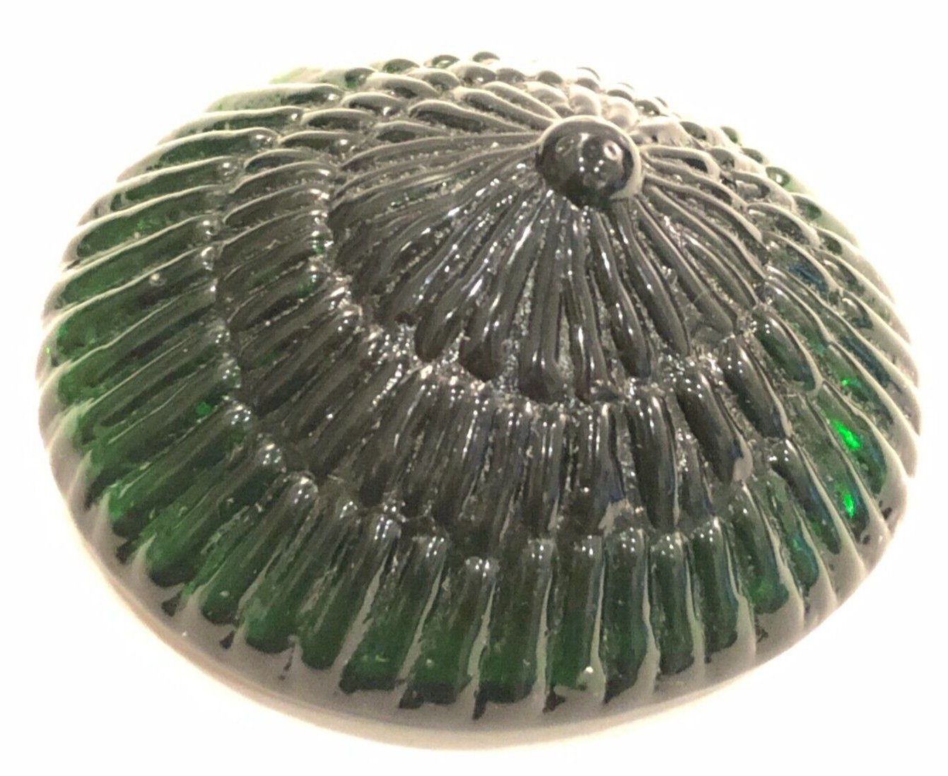 New Art Glass hand made Dark Green Seashell Paperweight Nautical Decor