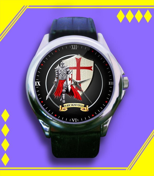Brand New Knights Templar Shield Custom Leather Watch