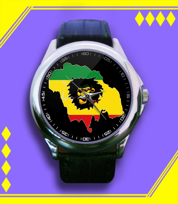 Brand New Rasta Jamaica Lion Jamaican Custom Leather Watch