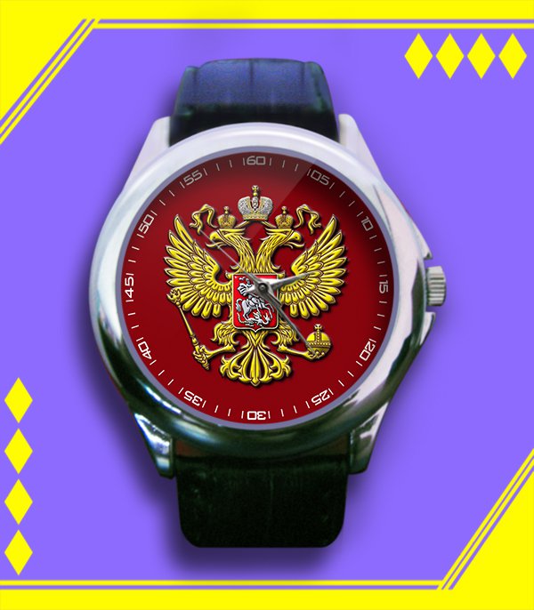 Brand New Russian Federation Russia Coat of Arms Custom Leather Watch