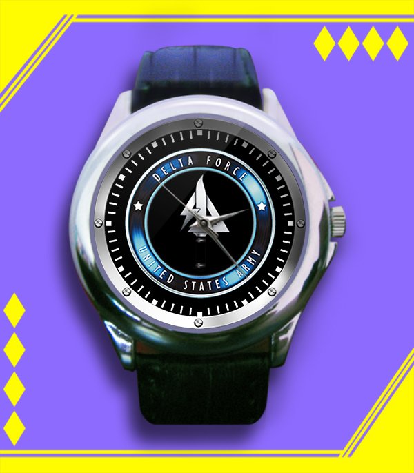 Brand New US Army Delta Force Logo Custom Leather Watch