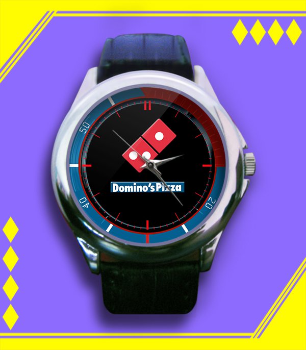 Brand New Domino Pizza Logo Custom Leather Watch