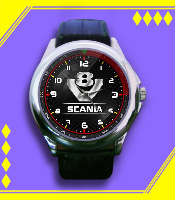 Brand New Scania V8 Logo Custom Leather Watch