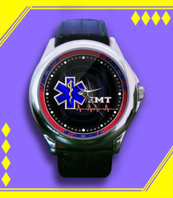 Brand New Emt Prayer Logo Custom Leather Watch