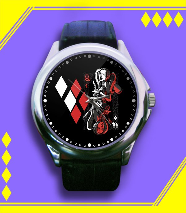Brand New Harley Quinn Diamonds Logo Custom Leather Watch
