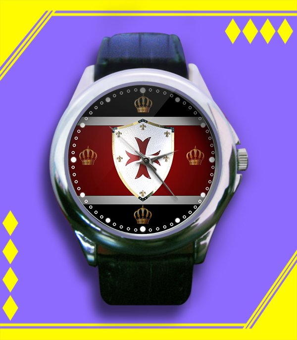 Brand New Knights Templar Masonic Cross Custom Leather Watch