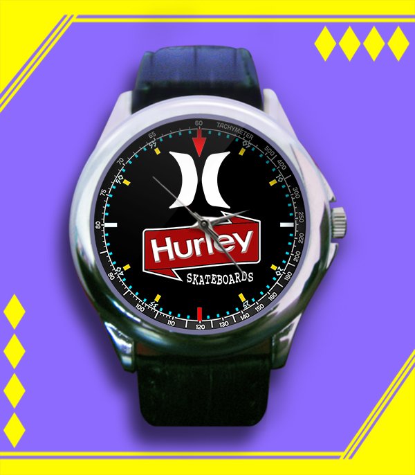 Brand New Hurley Skateboards Logo Custom Leather Watch