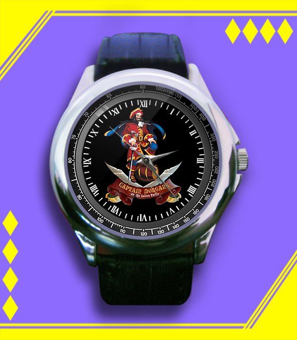 Brand New Captain Morgan Logo Custom Leather Watch