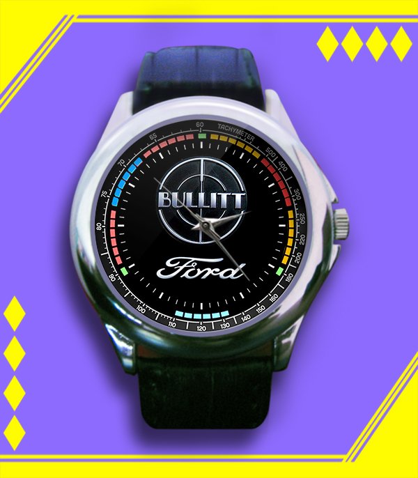 Brand New Ford Bullitt Logo Custom Leather Watch