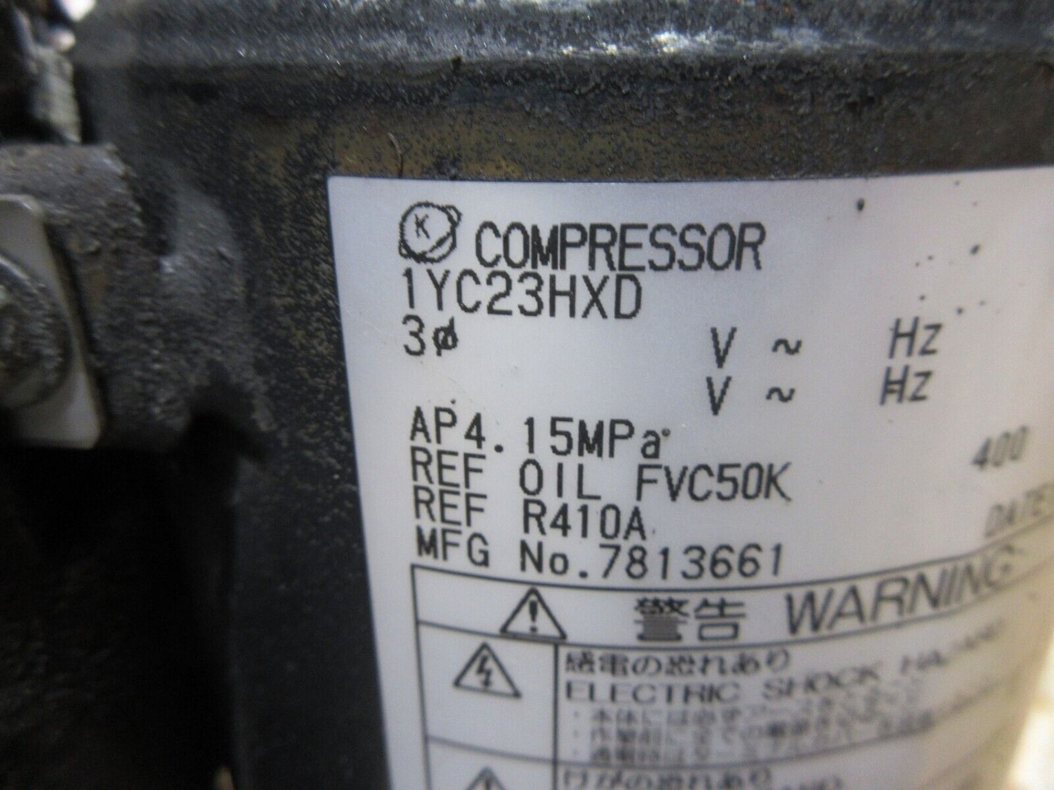 DAIKIN COMPRESSOR 1YC23HXD AP4.15MPA FVC50K 7813661 Y897 AKZ257, AKZ357 ...