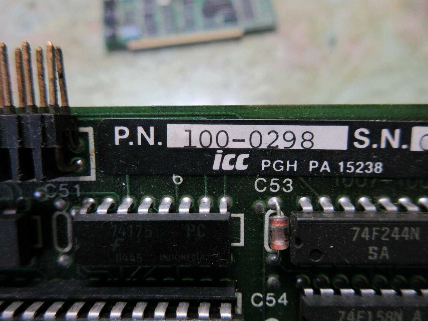 ICC CIRCUIT BOARD 100-0298 PGH PA 15238 GOULD GETTYS 4 CHANNEL EACH 1