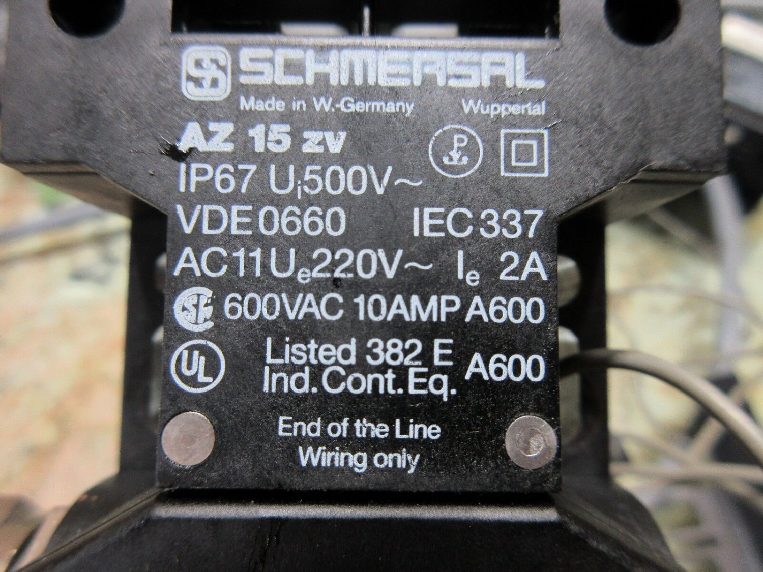 SCHMERSAL INTERLOCK SWITCH AZ 15 ZV IP67 U 500V VDE0660 IEC337 CNC WITH KEY