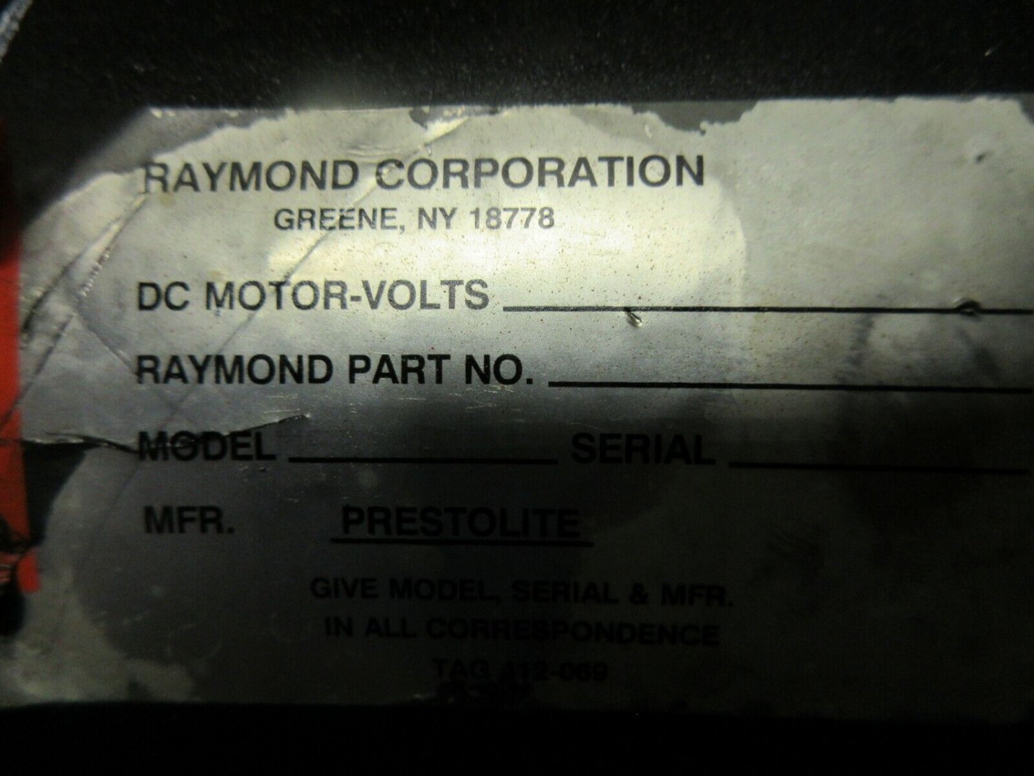 RAYMOND CORP INDUCTION MOTOR AU1969M 570-000 FORKLIFT 211.4D.R40TT