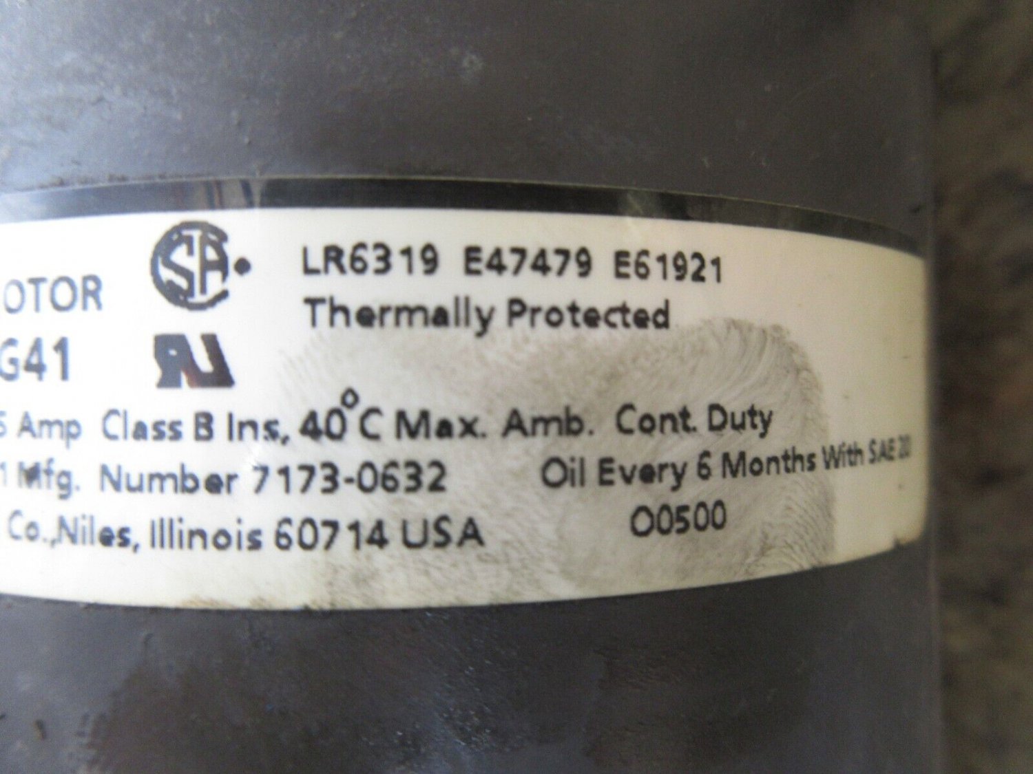 DAYTON SHADED POLE MOTOR 9HG41 LR6319 E47479 7543 BVC3 12/00 HAAS VF2 ...