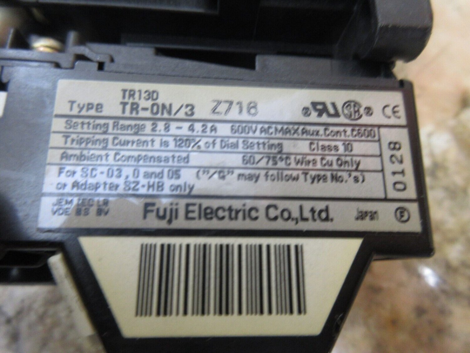 FUJI CONTACTOR SJ-0SG TR13D TR-0N/3 Z716 SJ-OSG TR-ON/3 LOT OF 4 PIECES