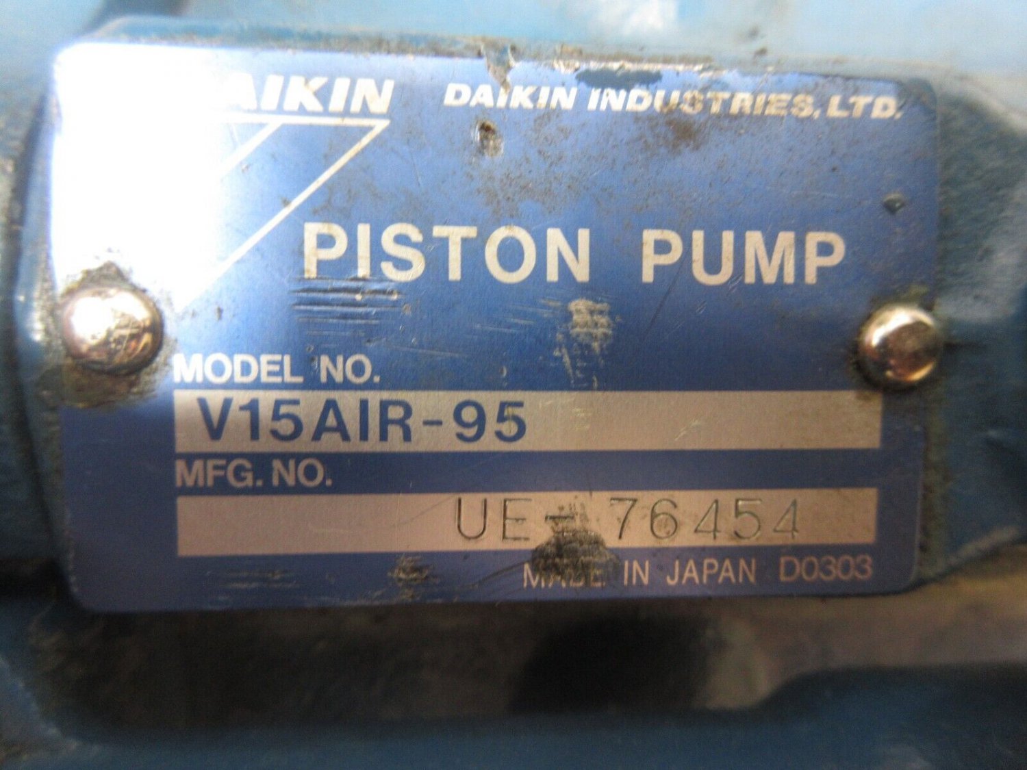 DAIKIN HYDRAULIC OIL MOTOR PUMP M15A1-2-90 V15AIR-95 V15A1R-95 WARRANTY