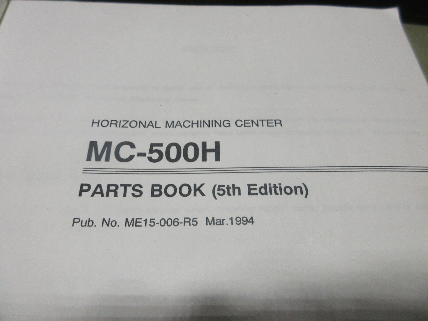 OKUMA MC-500H CNC HORIZONTAL MILL PARTS BOOK 5TH EDITION ME15-006-R5 ...