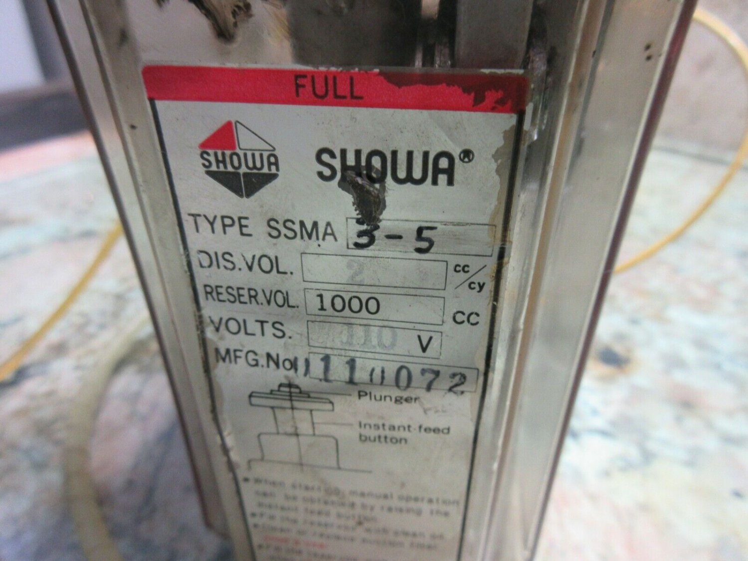 SHOWA OIL LUBE LUBRICATION SYSTEM DISTRIBUTOR SSMA 3-5 MFG 0110072 LF ...