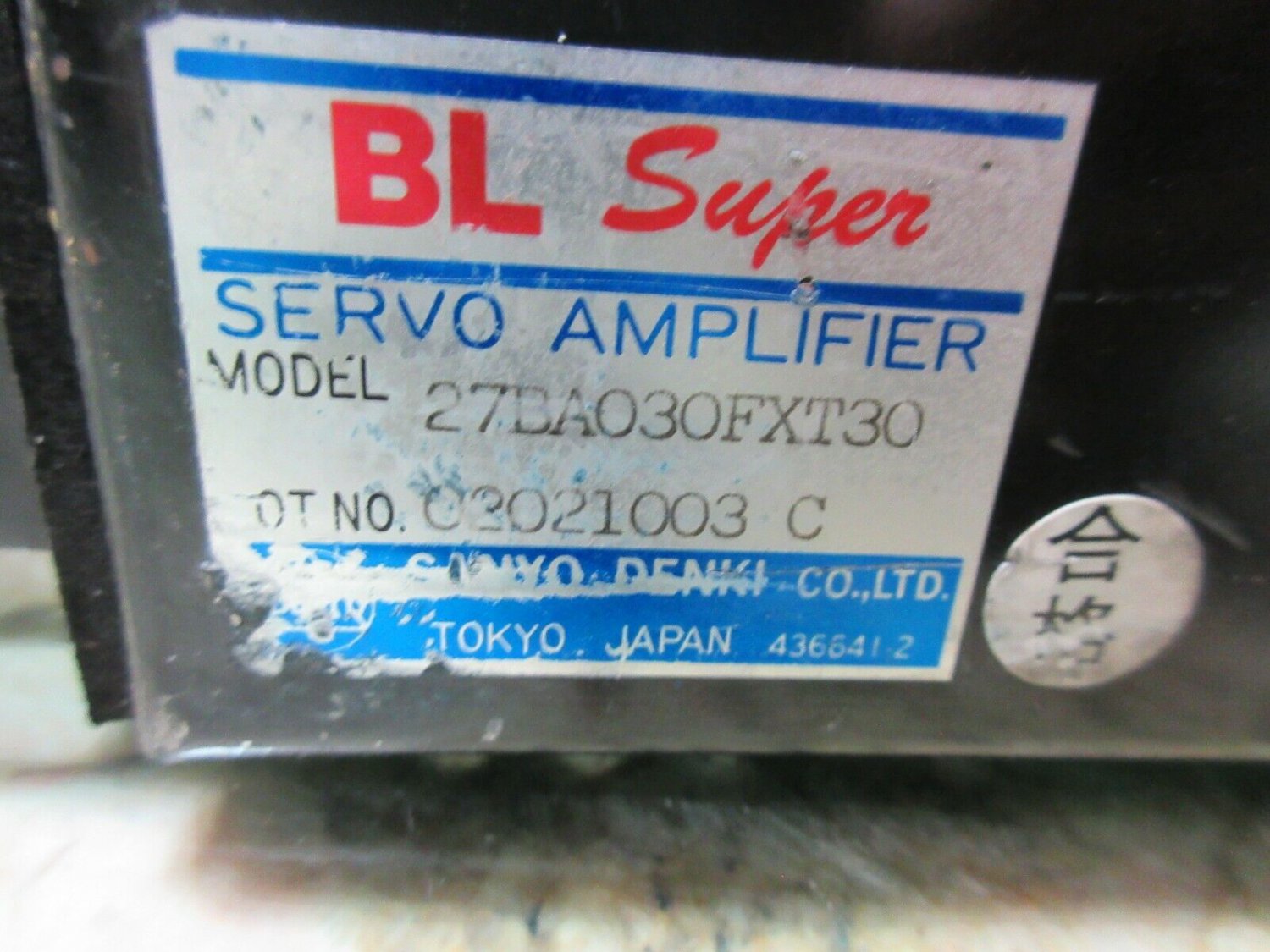 SANYO BL SUPER SERVO AMPLIFIER MODEL 27BA030FXT30 EACH 1 WARRANTY EACH 1