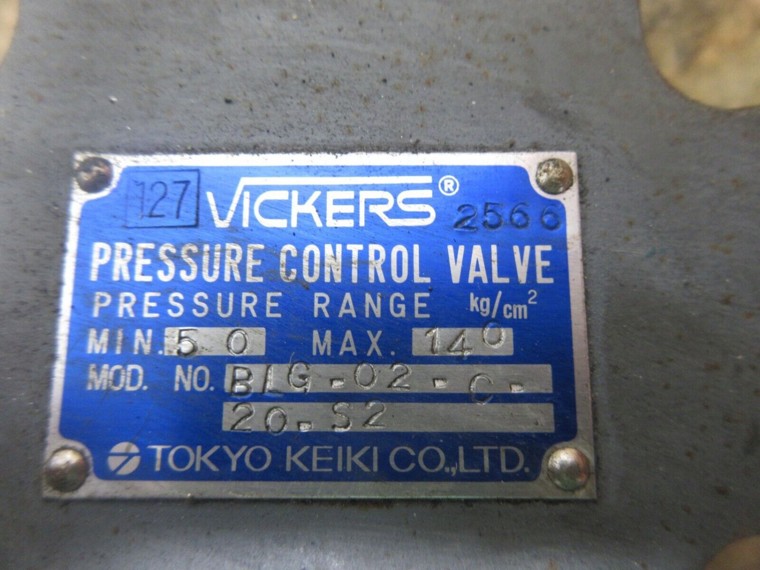 VICKERS PRESSURE CONTROL VALVE BLG-02-C-20-S2 2566
