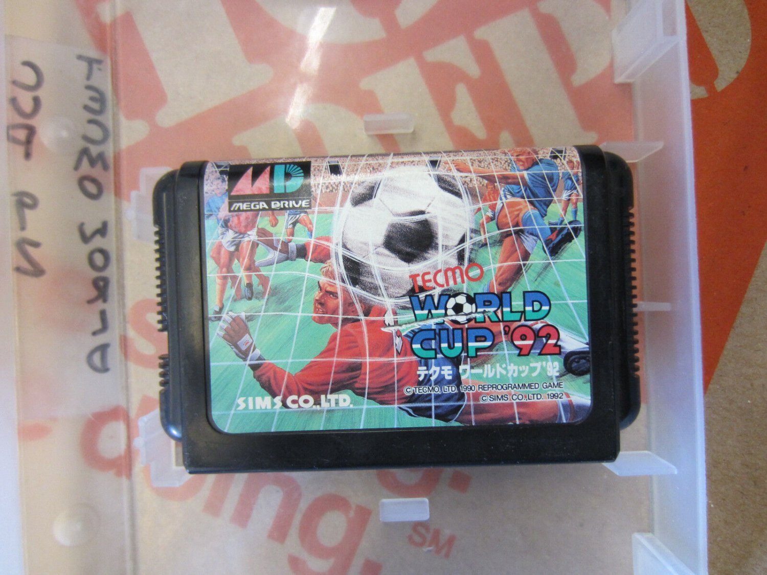 TECMO WORLD CUP 92 VIDEO GAME CARTRIDGE SEGA MEGA DRIVE RARE VINTAGE
