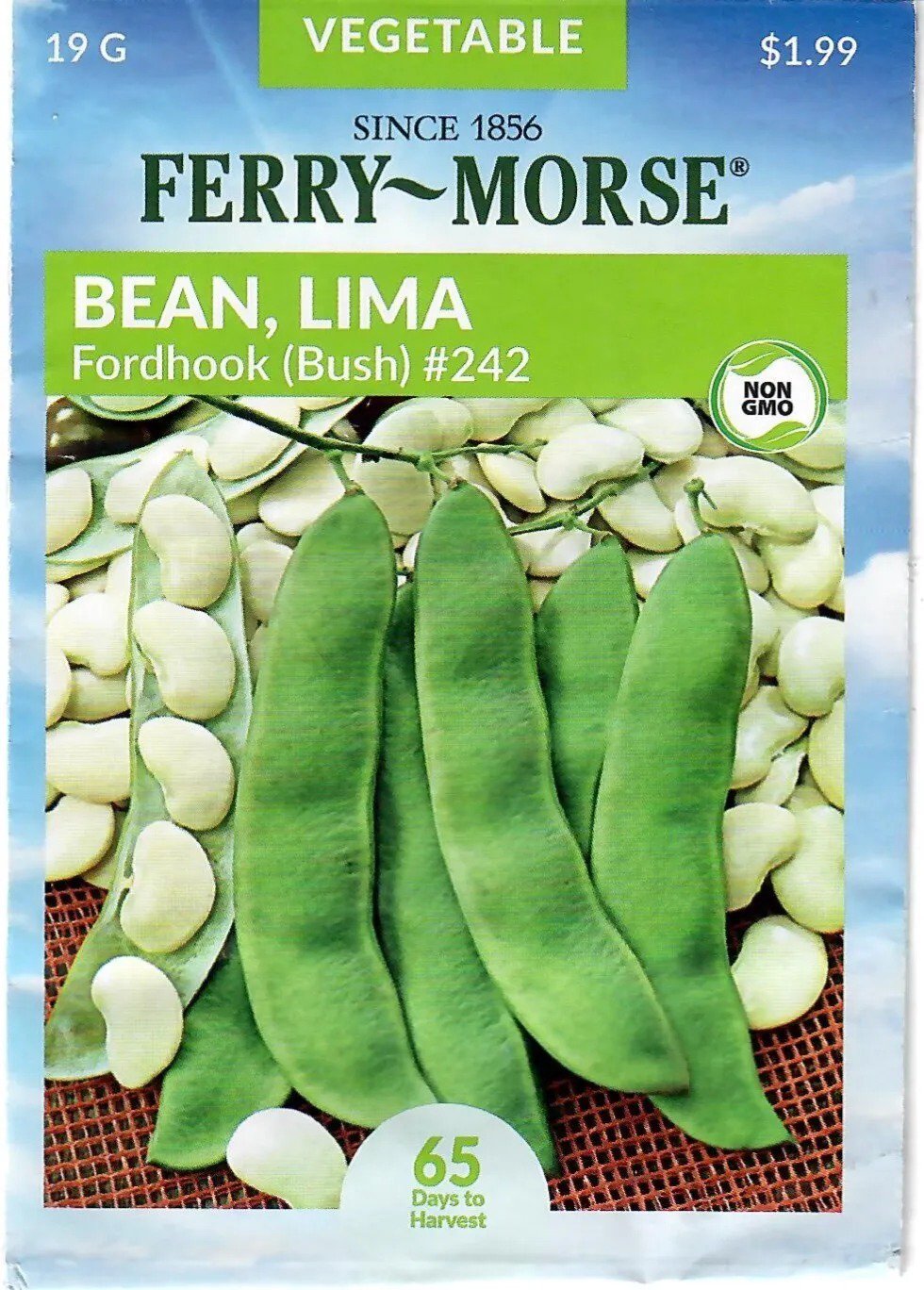 Bean Lima Fordhook Bush #242 Non-Gmo Vegetable Seeds