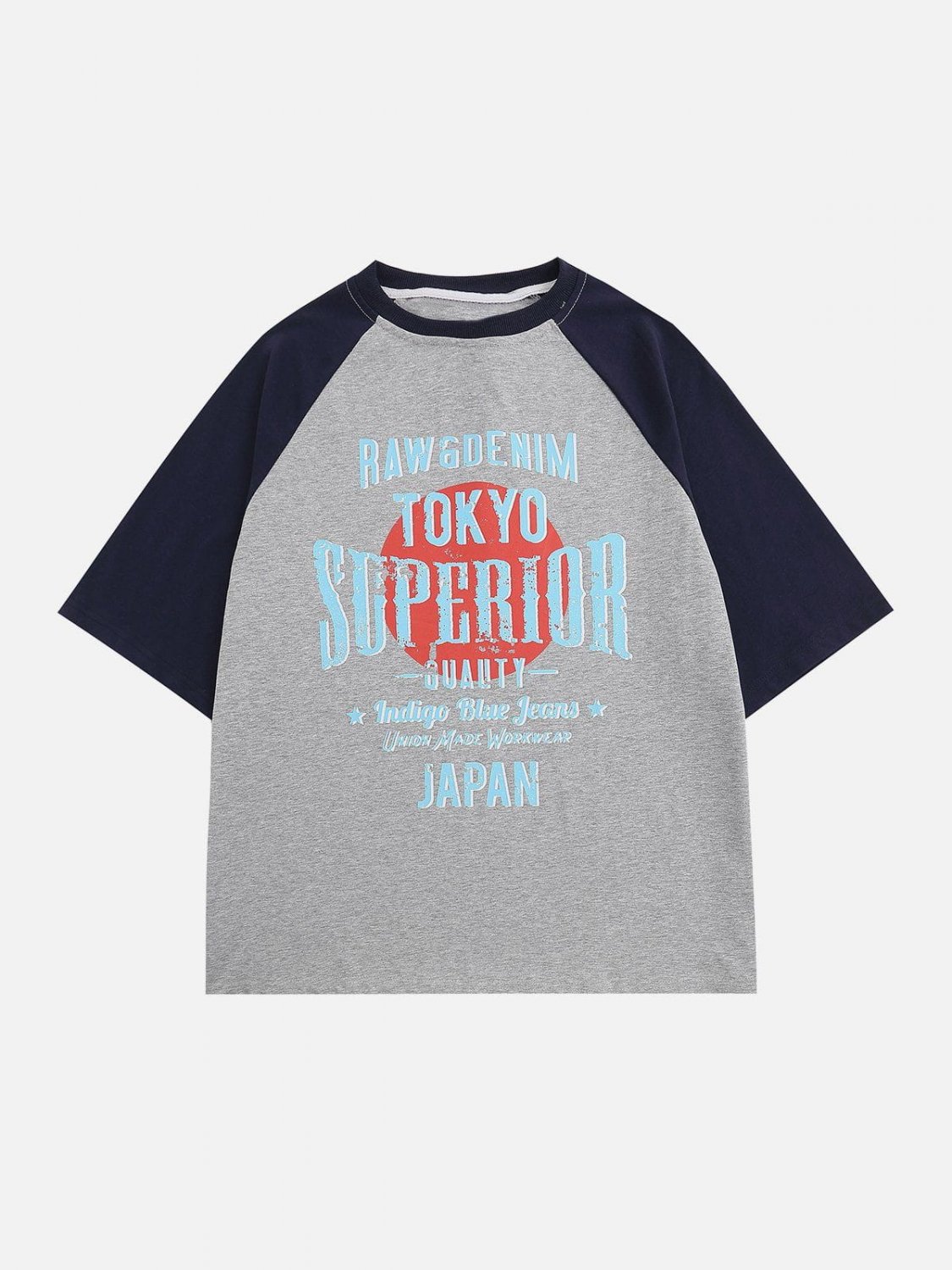 Color Block Raglan Letter Print Tee