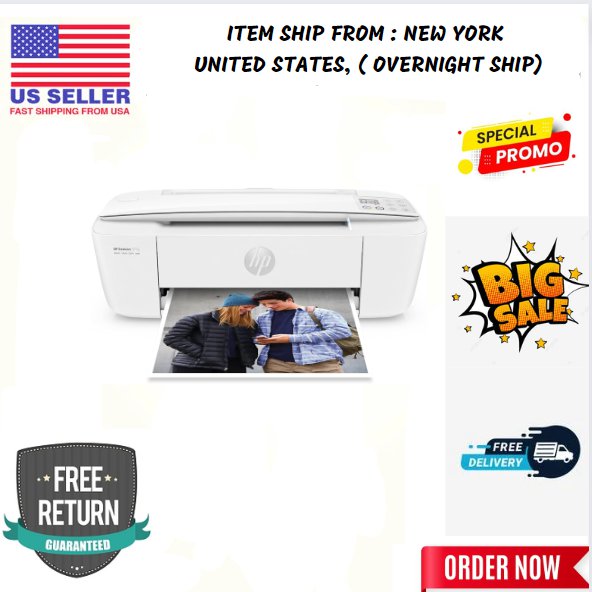 3772 All-in-One Color Inkjet Printer Scanner and Copy, Instant Ink Ready,