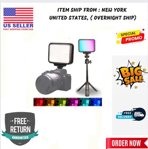 10W Power RGB Video Light, LED Color DSLR Camera Light,2500K-9900K/ 5200mAh