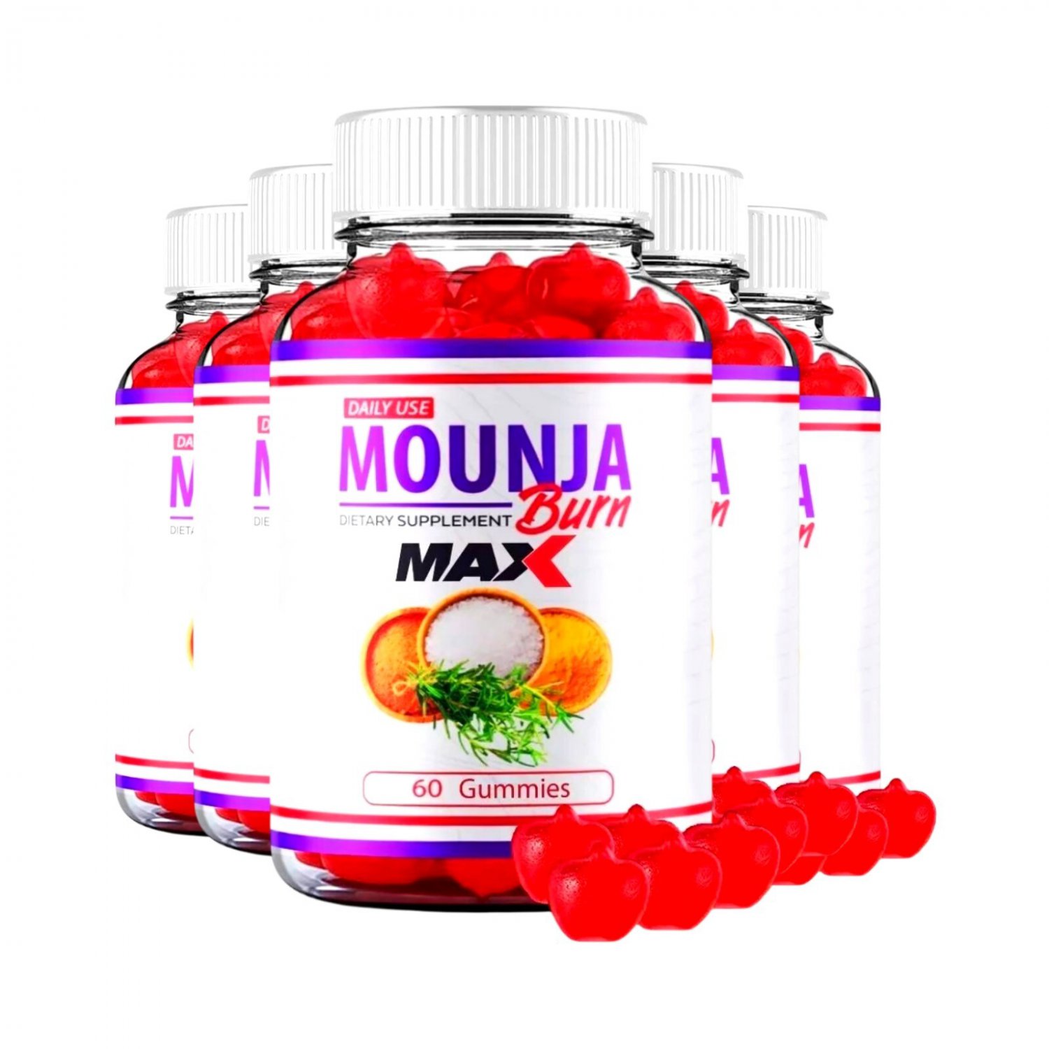 5 Pack Mounja Burn Max Gummies, MounjaBurn Max Weight Loss - 300 Gummies
