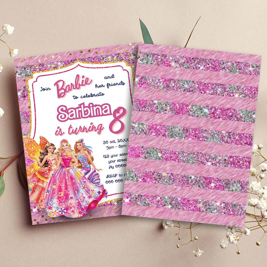 Barbie Birthday Invitation, Barbie Princess Birthday Invitation Canva ...