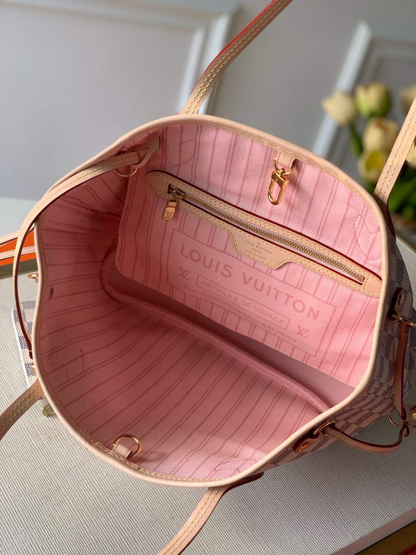 lv n41363 neverfull pm damier azur pink