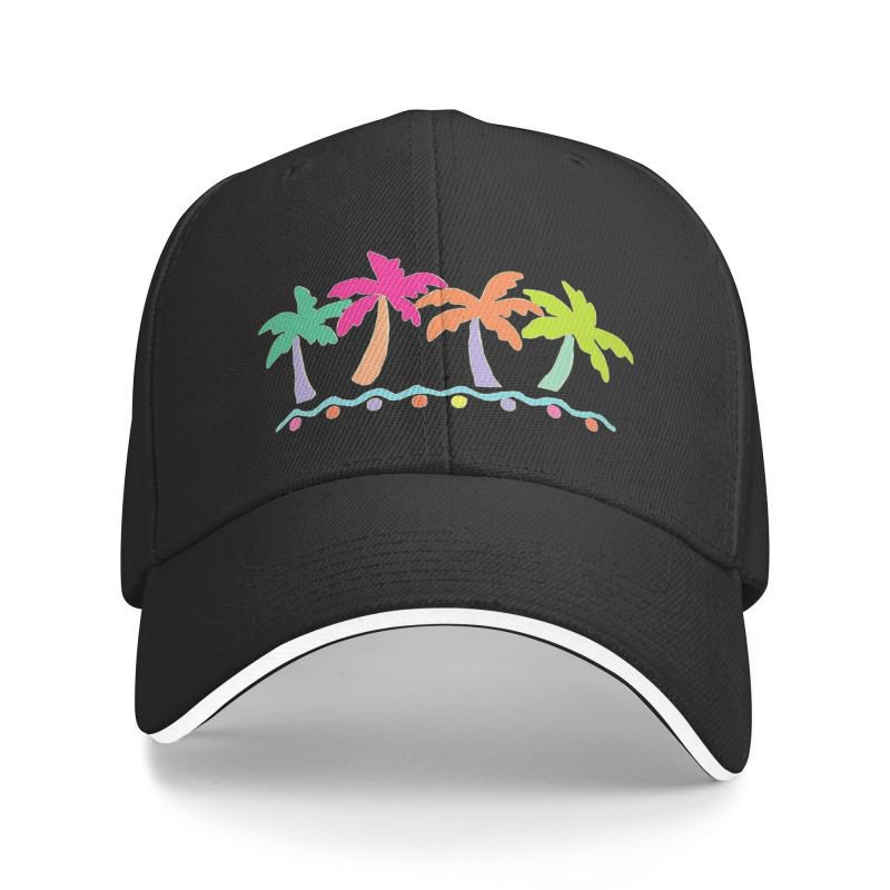 Tropical Palm Trees In Simple Beach Baseball Cap For Dad Hat
