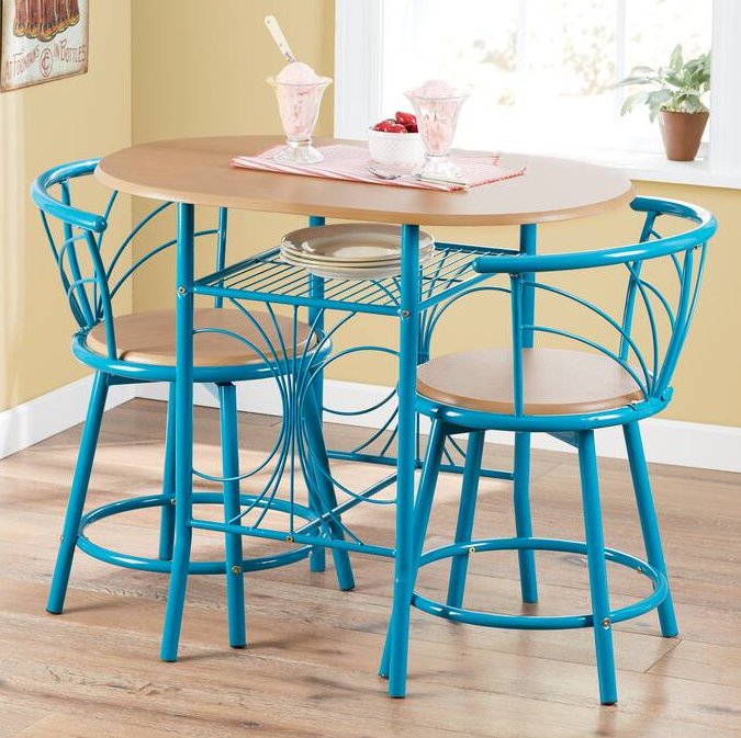 Multifunction Shelving Rack with Folding Table, Teal