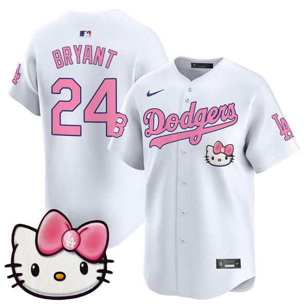 Kobe Bryant White Jersey Dodgers 2025 Hello Kitty All Stitched