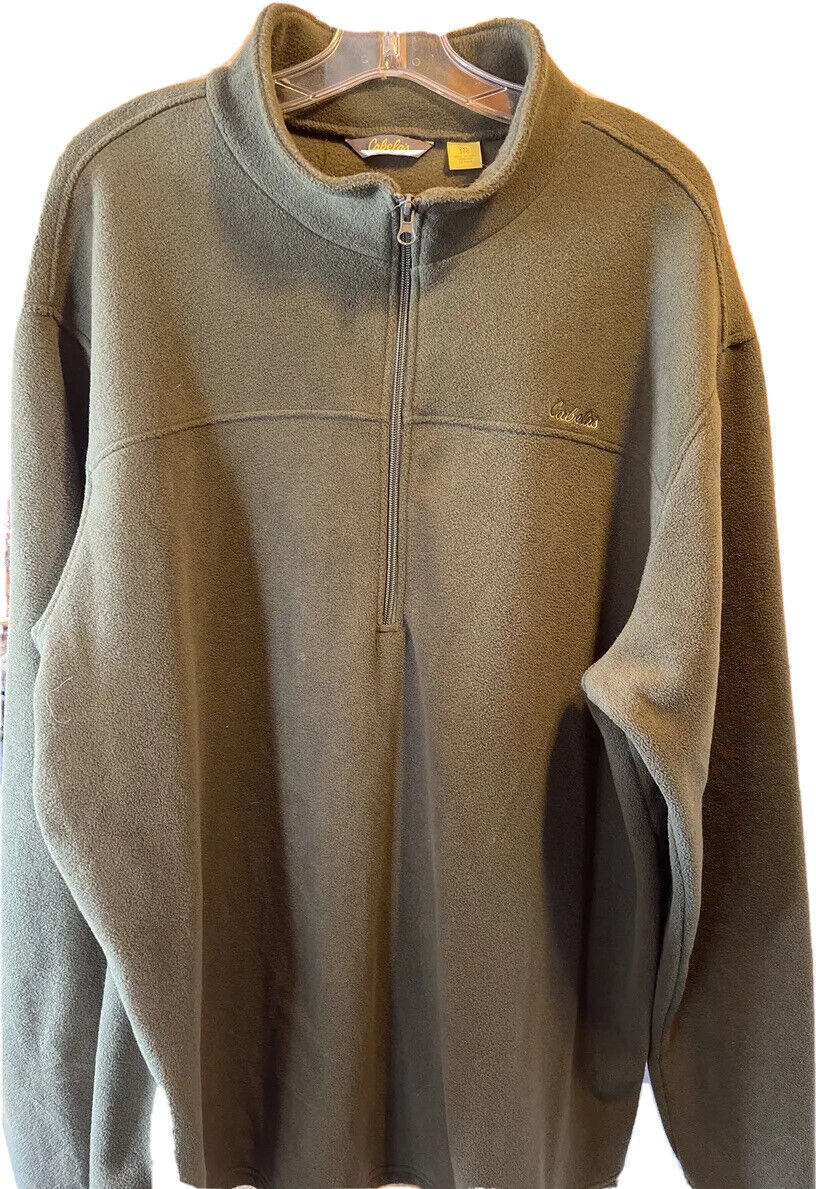 Cabela's Men’s Forest Green Long Sleeve 1/4 Zip Polyester Fleece ...