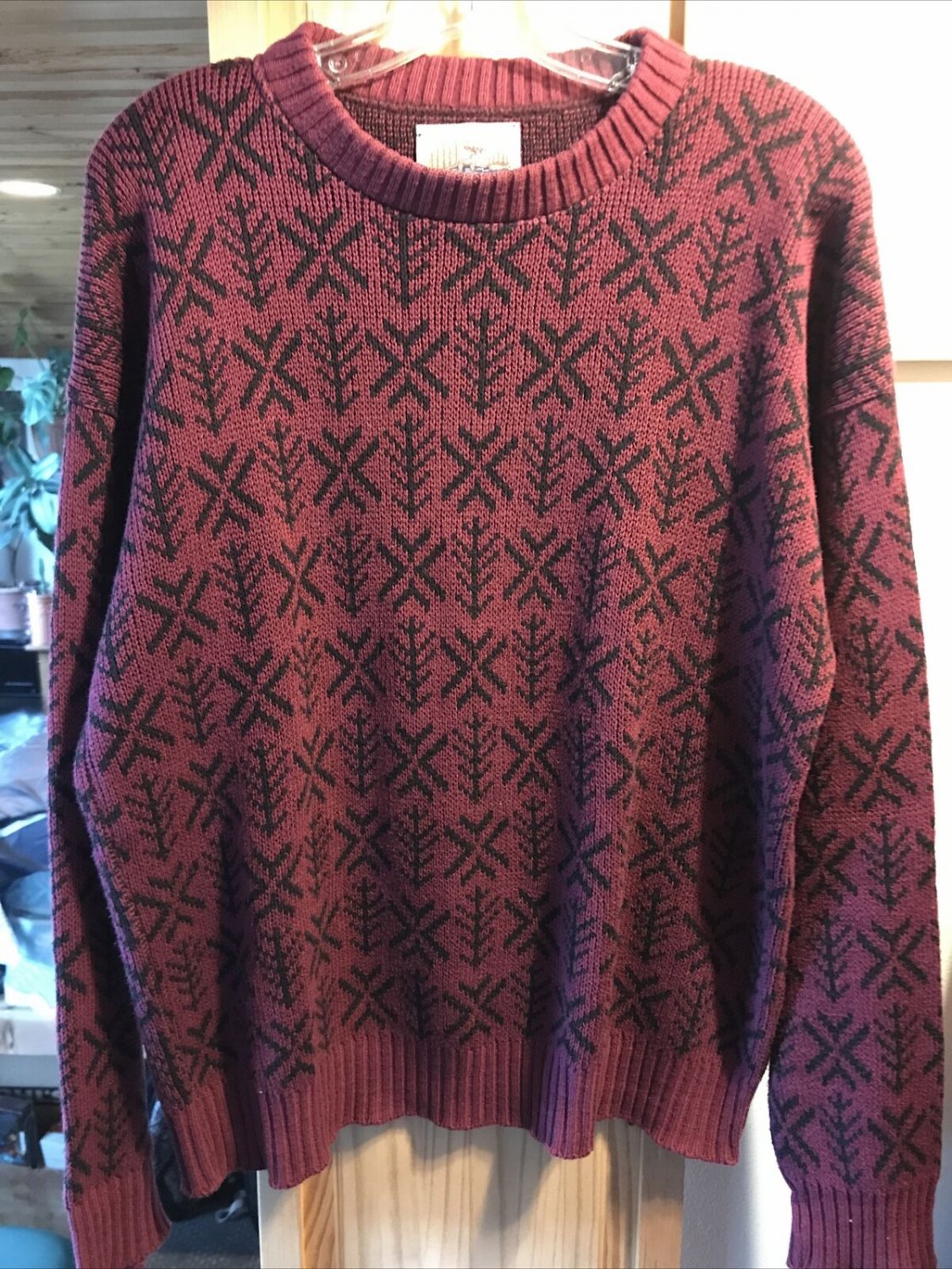 Alps Vintage Men’s M Red Black Geometric Long Sleeve Pullover Cotton ...