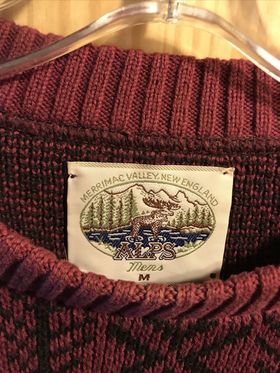 Alps Vintage Men’s M Red Black Geometric Long Sleeve Pullover Cotton ...