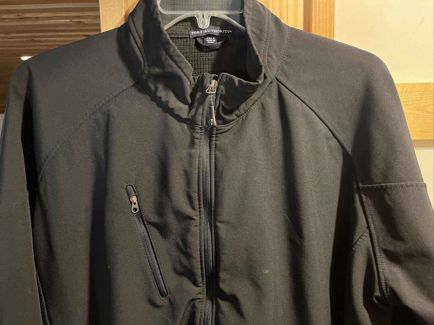 Port Authority Men XXLT Black LS Full Zip Polyester Softshell ...