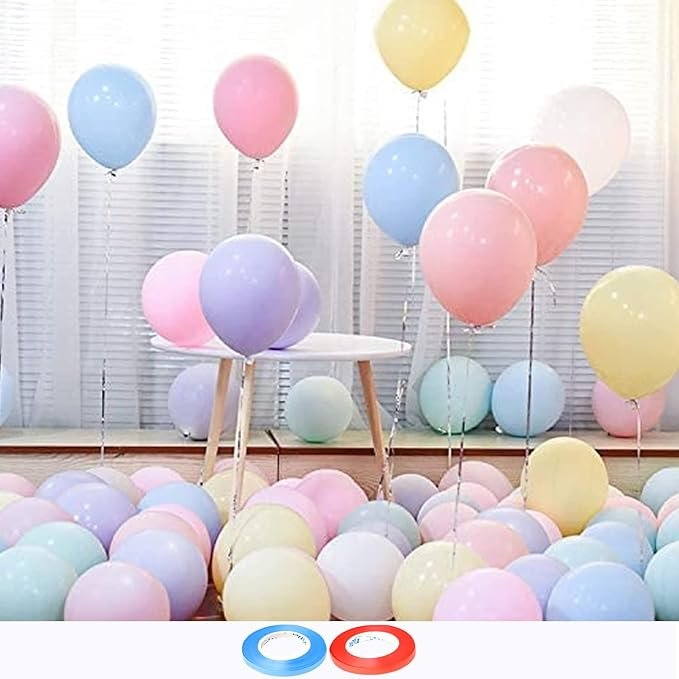 (Pack of 50) Birthday Decoration, Pastel Color Multicolor Balloon, Baby ...