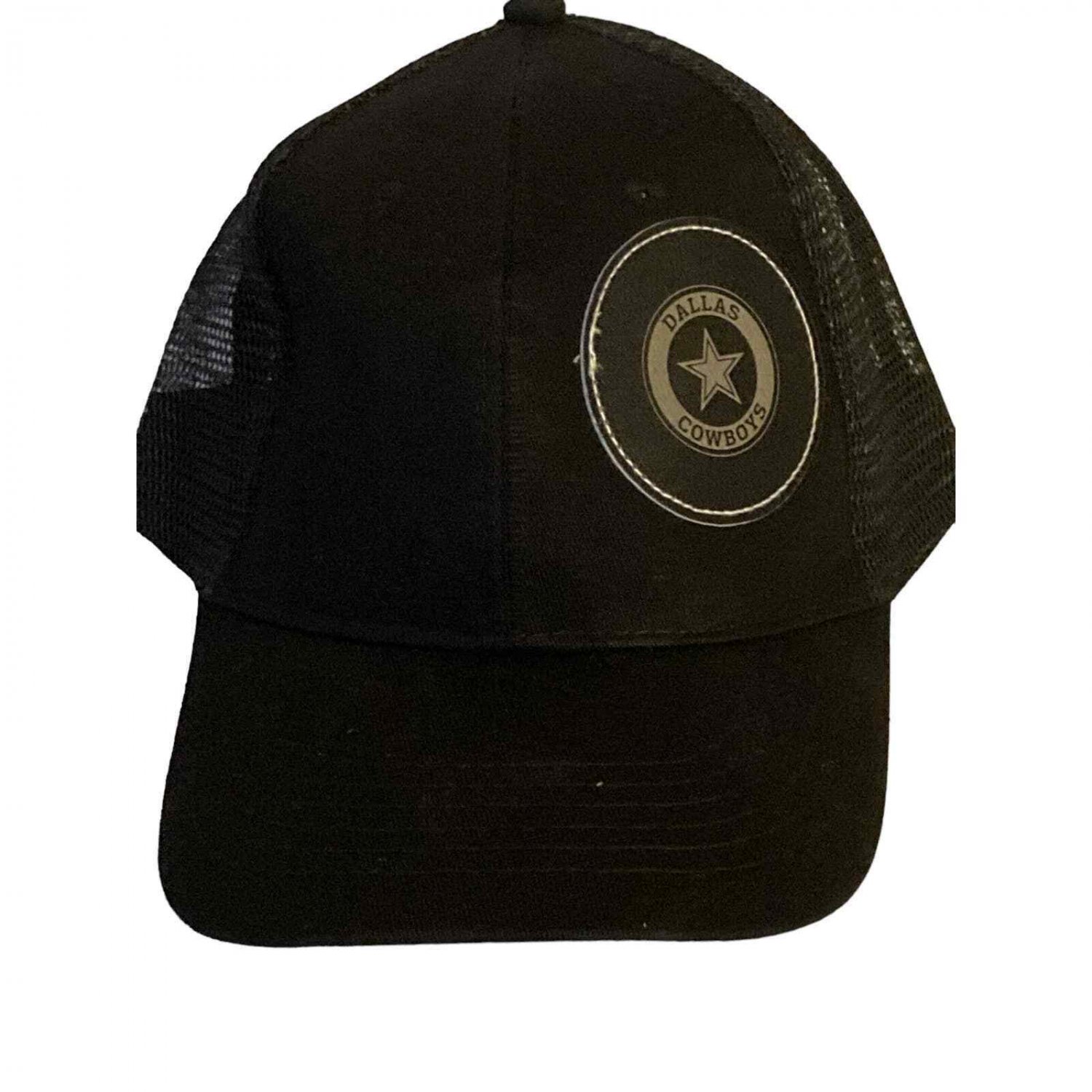 Dallas Cowboys Mesh Trucker Baseball Cap with Black Leatherette Patch