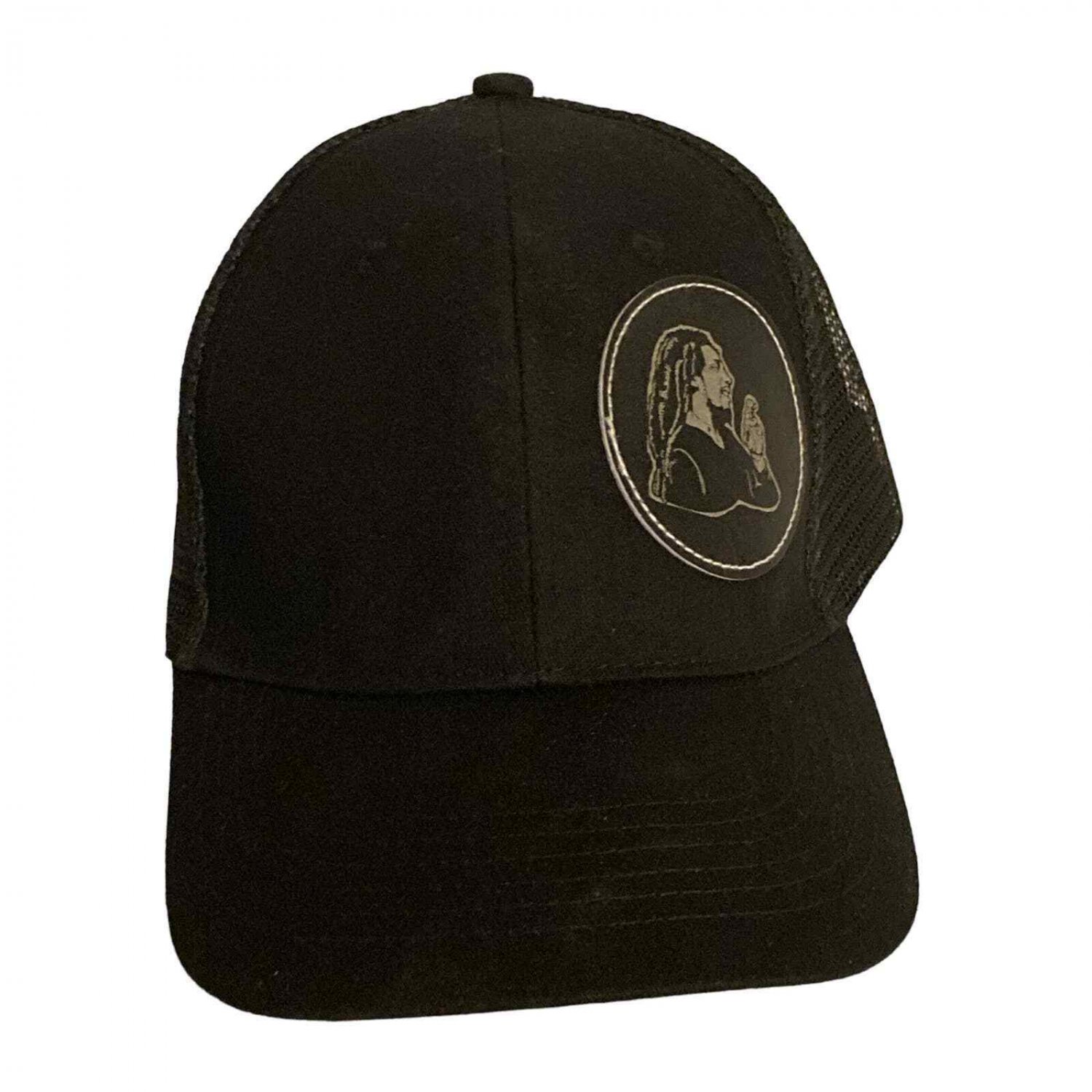 Bob Marley Mesh Trucker Baseball Cap with Black Leatherette Patch