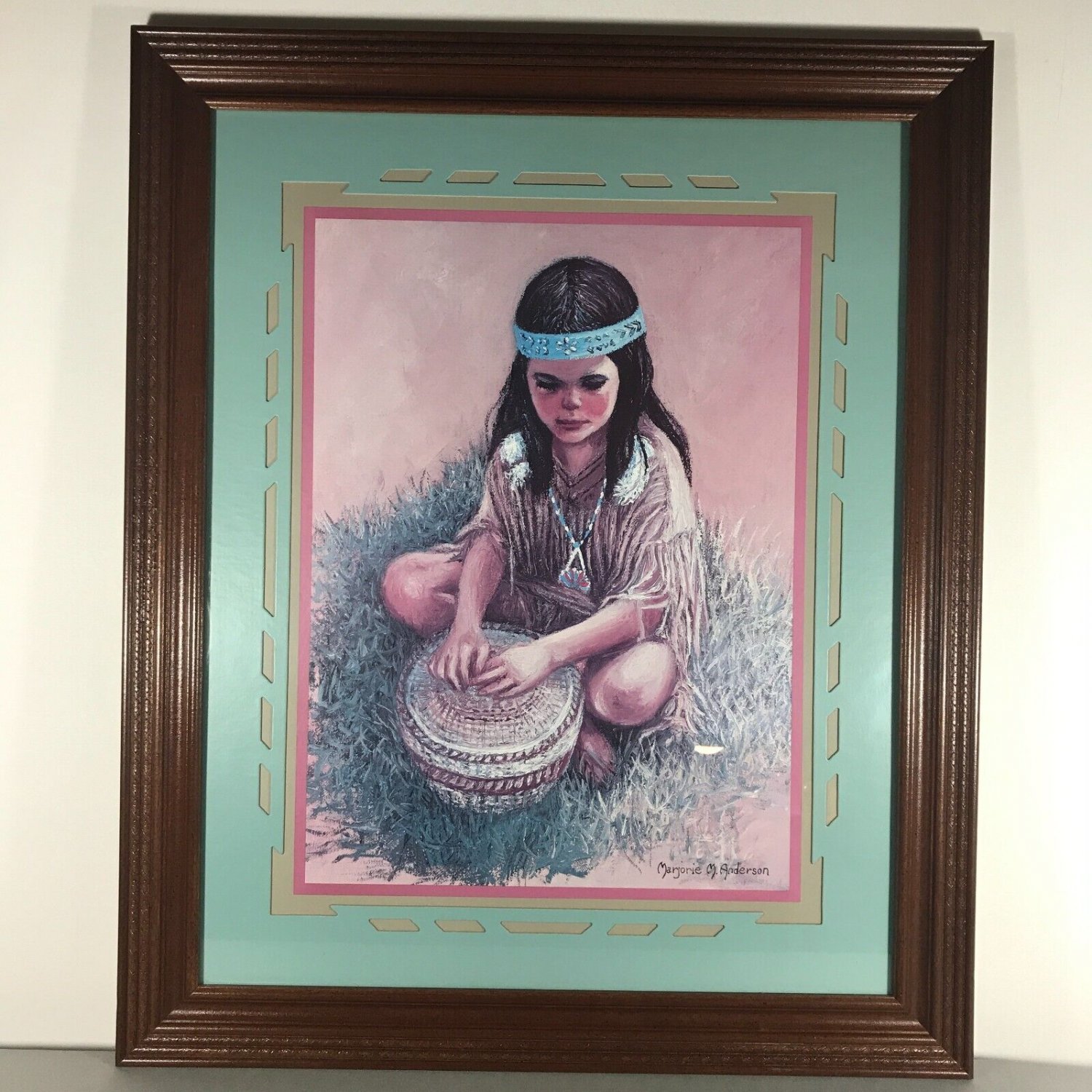 Vintage Native American Girl By Marjorie M Anderson Art Print Framed ...