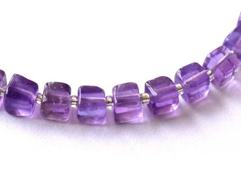 Amethyst Cube 6mm Smooth beads adjustable stacking bracelet