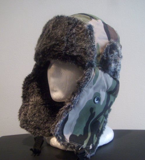 Men Women Camoflage Camo Army Fur Trooper Trapper Hat